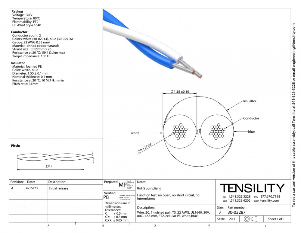 Tensility International 30-03287 product drawing