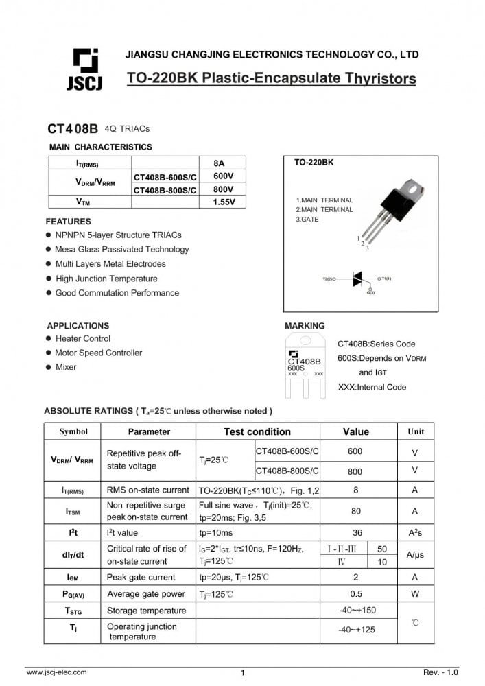 CT408B-800S datasheet page 1