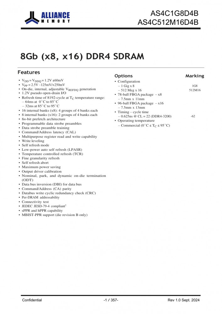 DDR4 SDRAM document preview, page 1