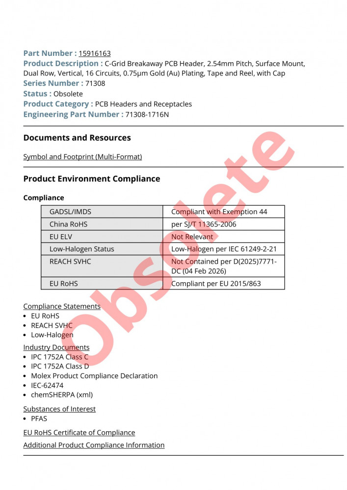 Technical document image 1 for MOLEX 15916163