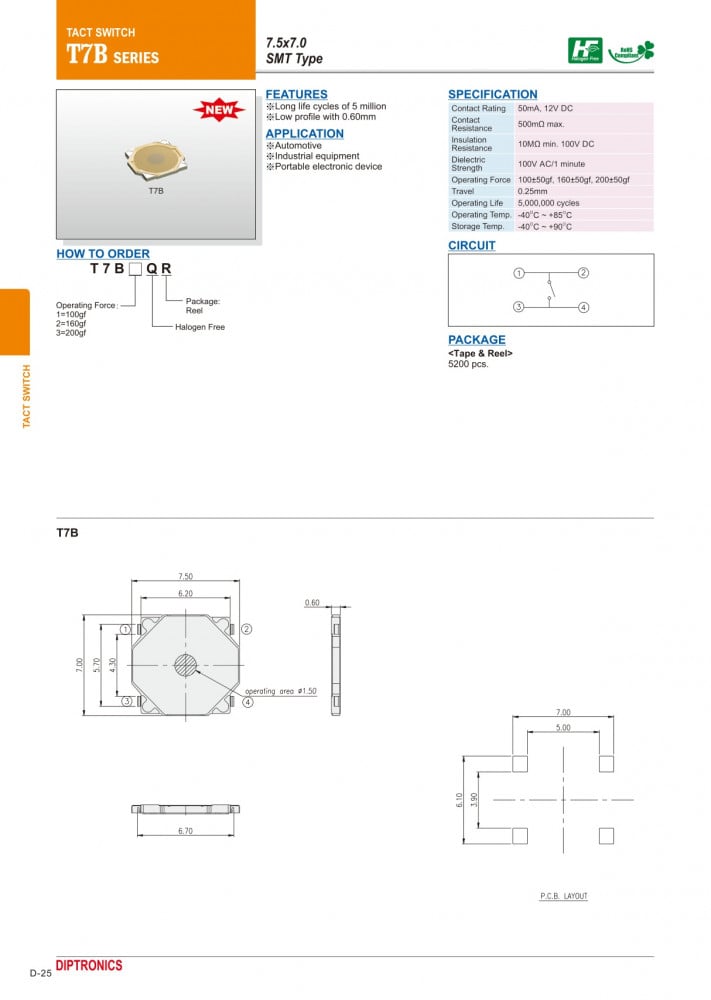 Diptronics T7B3QR product documentation