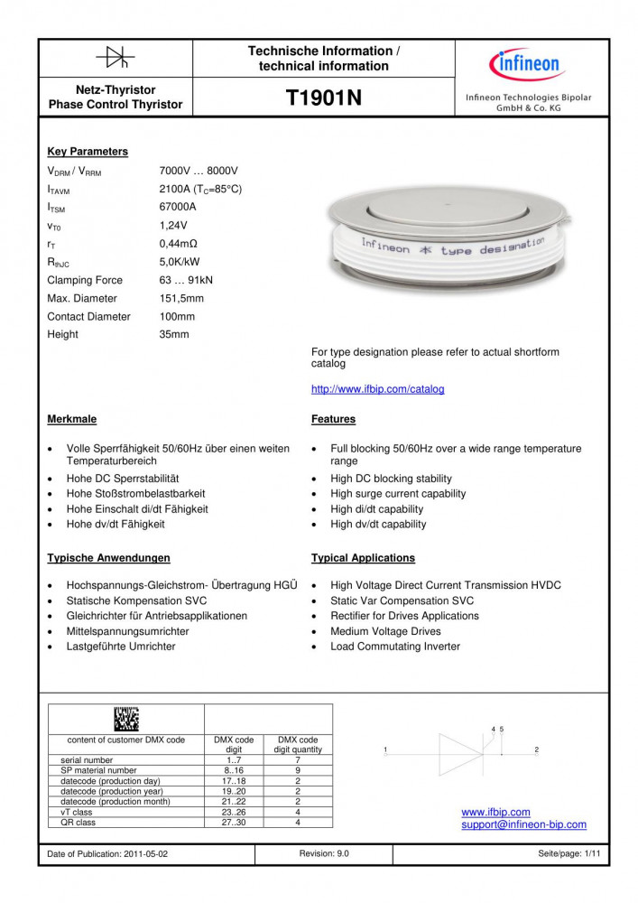 T1901N80TOH technical document page 1