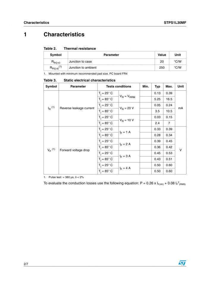 STPS1L30MF datasheet page 2