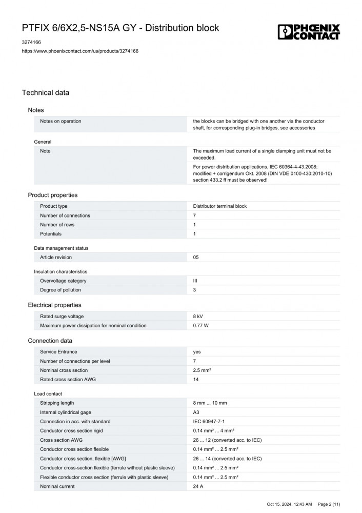 Phoenix Contact 3274166 technical document page 2