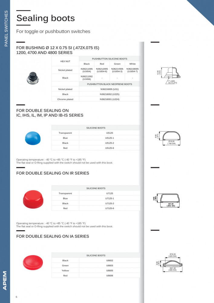 APEM sealing boots document page 6
