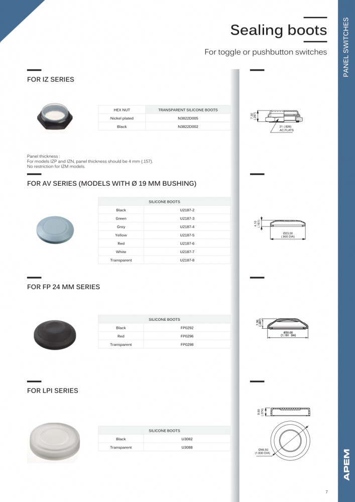 APEM sealing boots document page 7