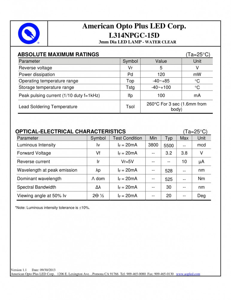 L314NPGC-15D product documentation, page 2