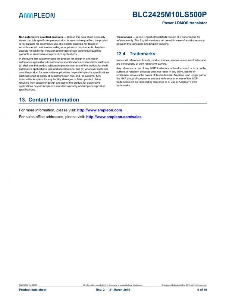 BLC2425M10LS500P datasheet page 9