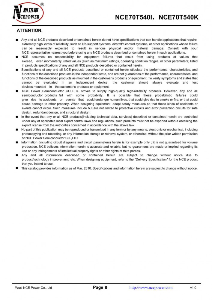 NCE70T540K datasheet page 8