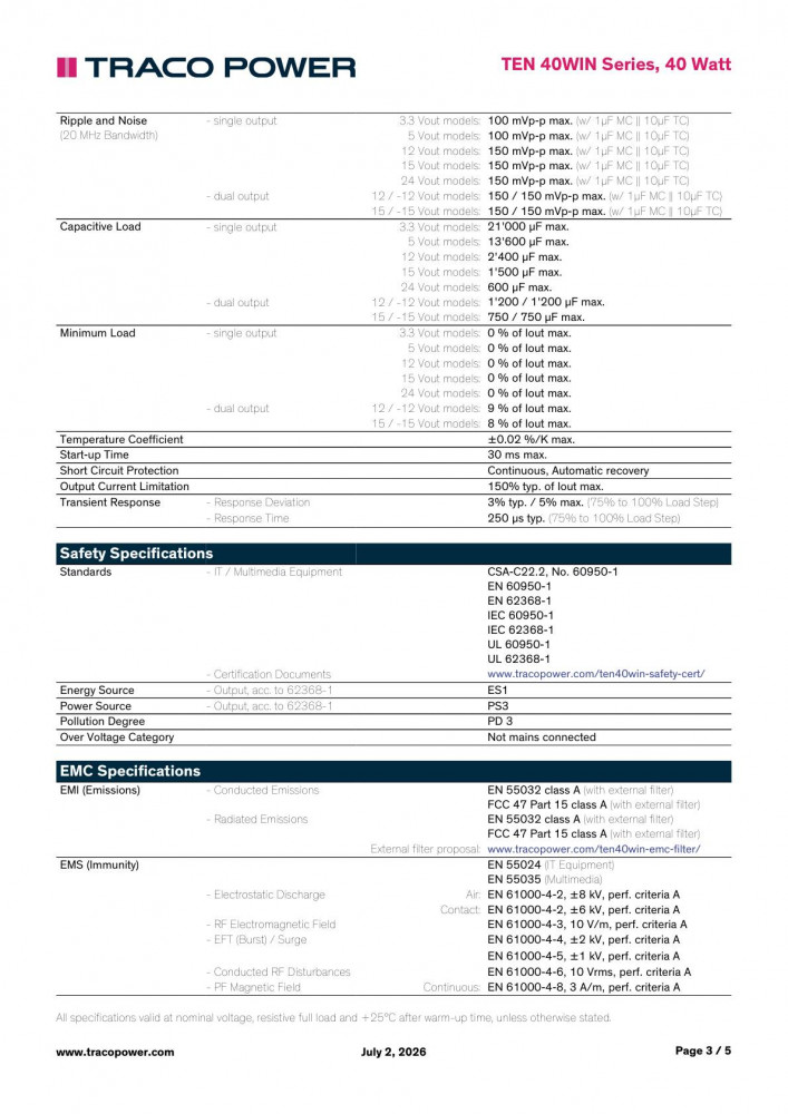 TEN 40WIN Series datasheet page 3