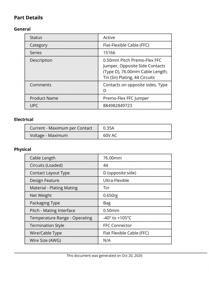Product document page 2 for MOLEX 151660474