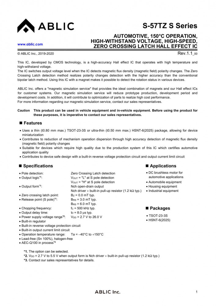 S-57TZ1L1S-L3T2U datasheet page 1