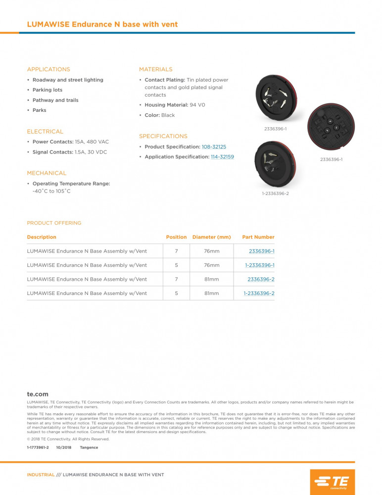 TE Connectivity LUMAWISE Endurance N product document page 2