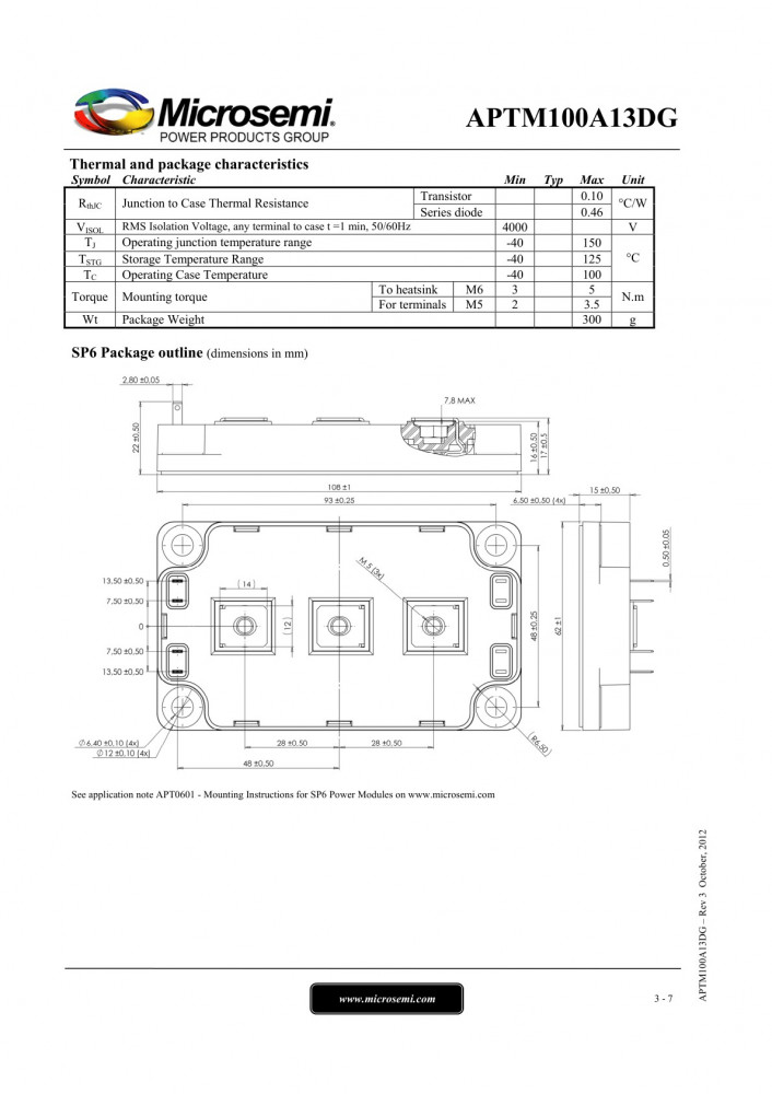 APTM100A13DG technical document page 3