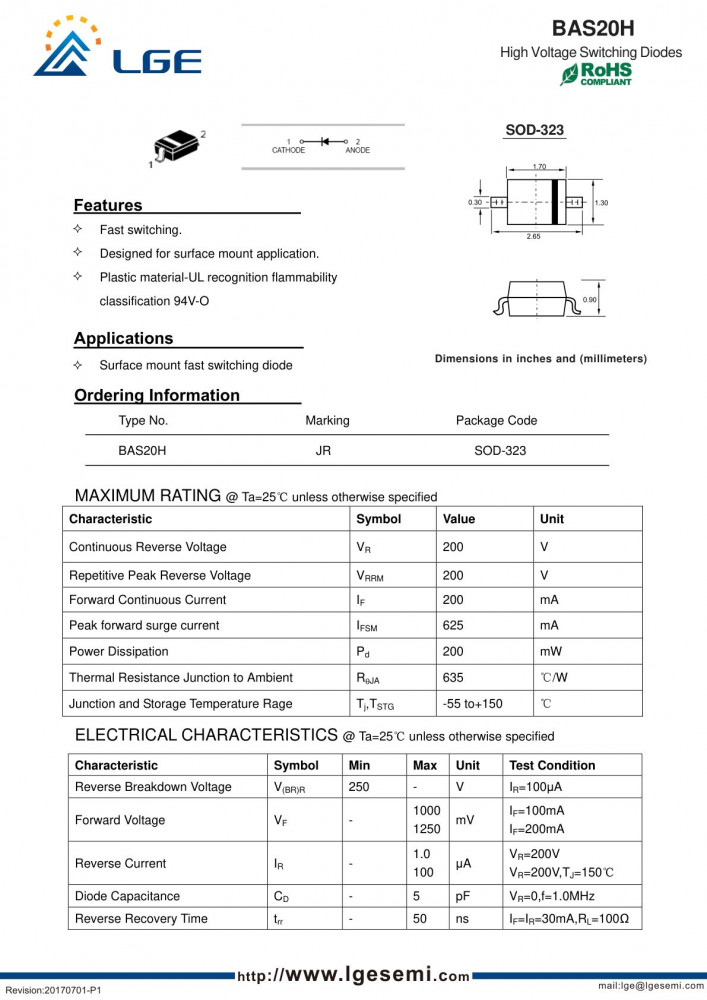 LGE BAS20H datasheet page 1