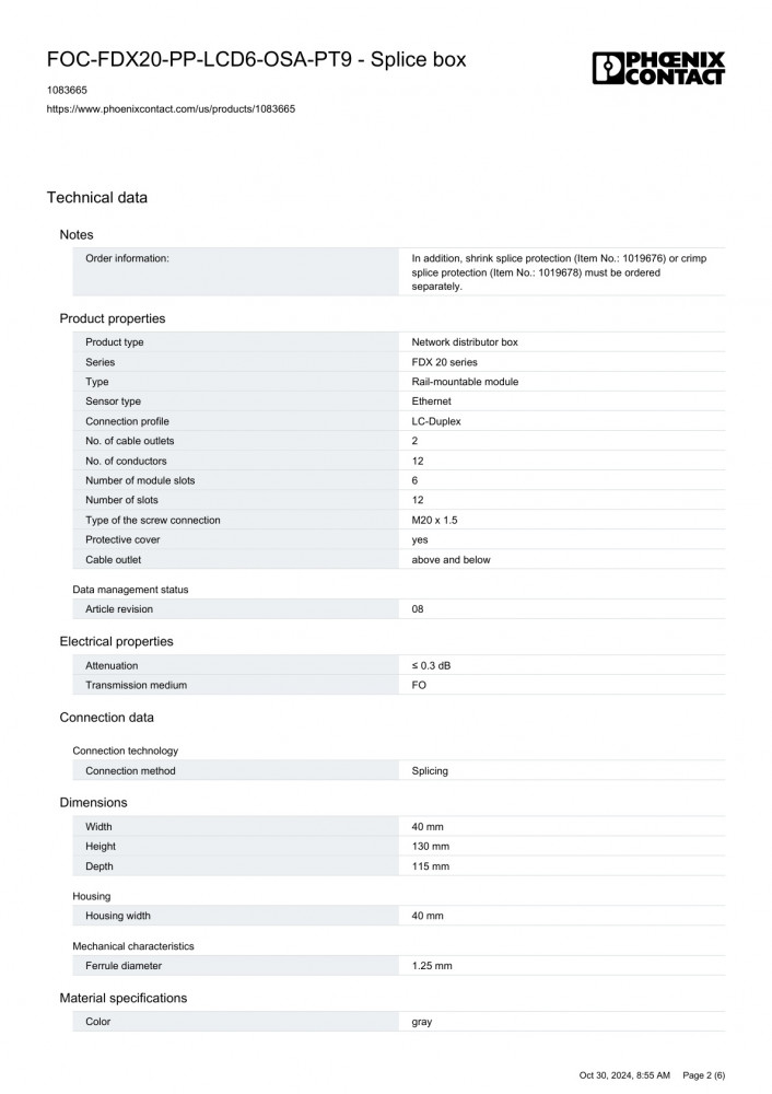 Phoenix Contact 1083665 technical document page 2