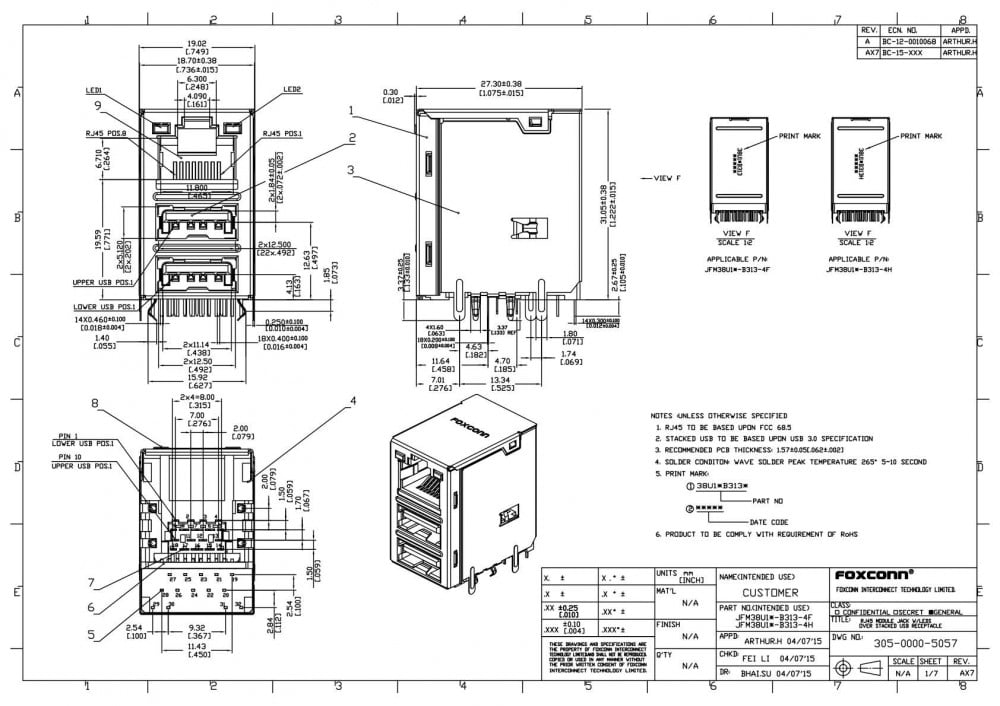 FOXCONN JFM38U1M-B313-4F drawing page 1