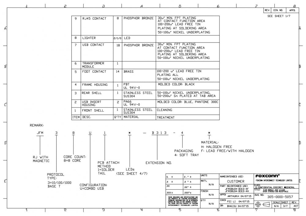 FOXCONN JFM38U1M-B313-4F drawing page 3
