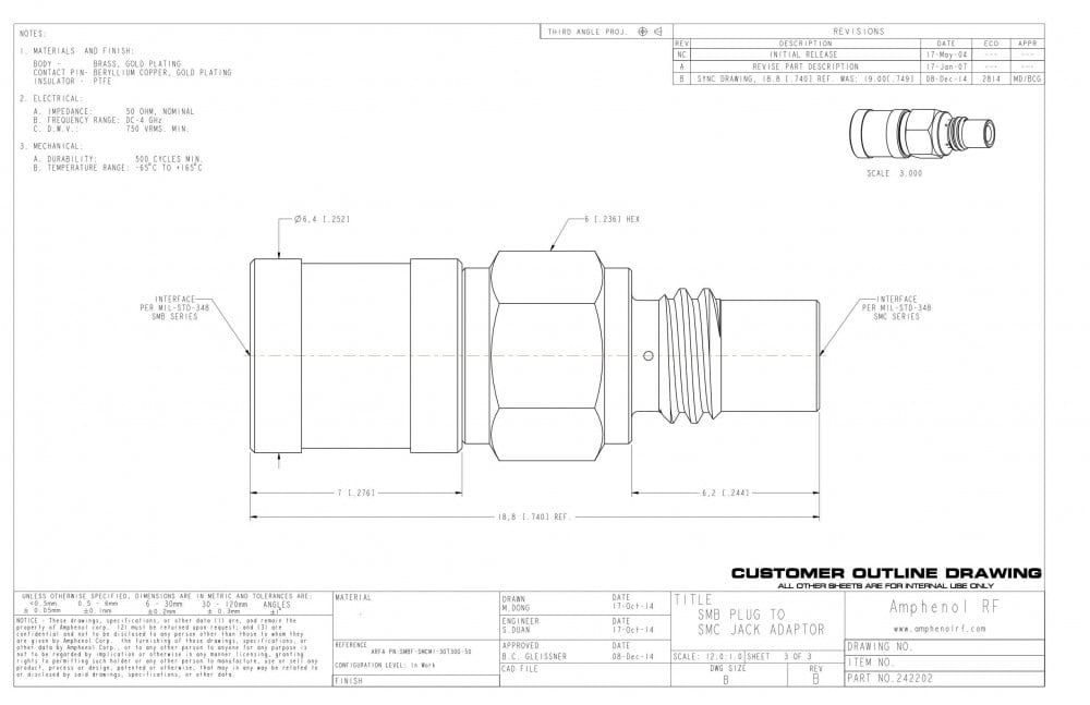 Amphenol 242202 technical drawing preview