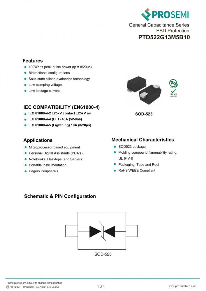 PTD522G13M5B10 datasheet page 1