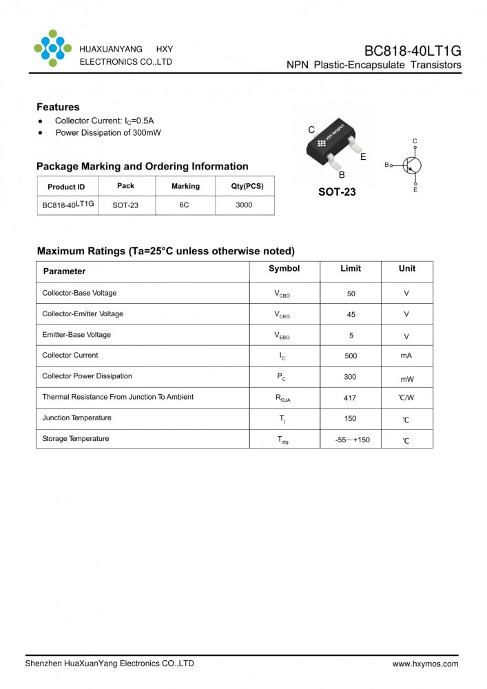 BC818-40LT1G-HXY datasheet page 1