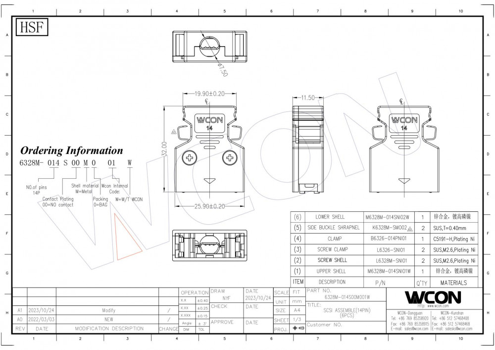 WCON 6328M-014S00M001W assembly drawing, sheet 2