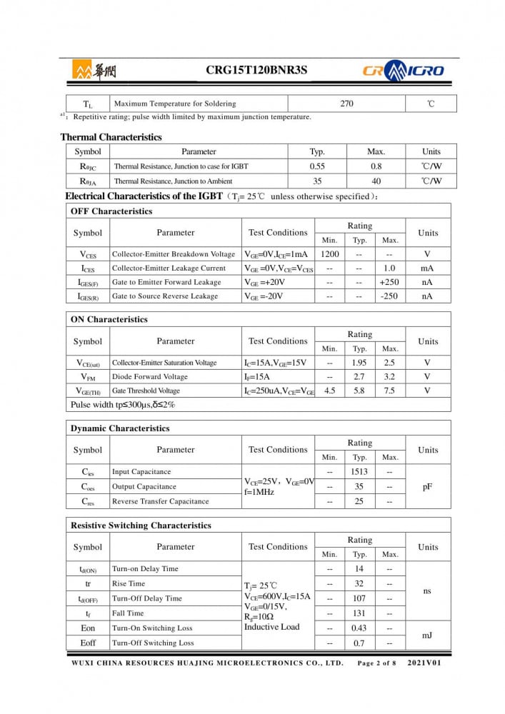 CRG15T120BNR3S datasheet page 2