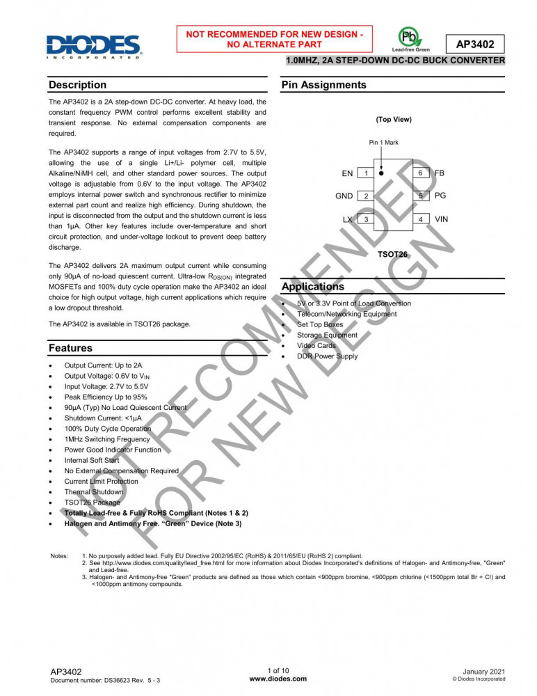 AP3402KTTR-G1 datasheet page 1
