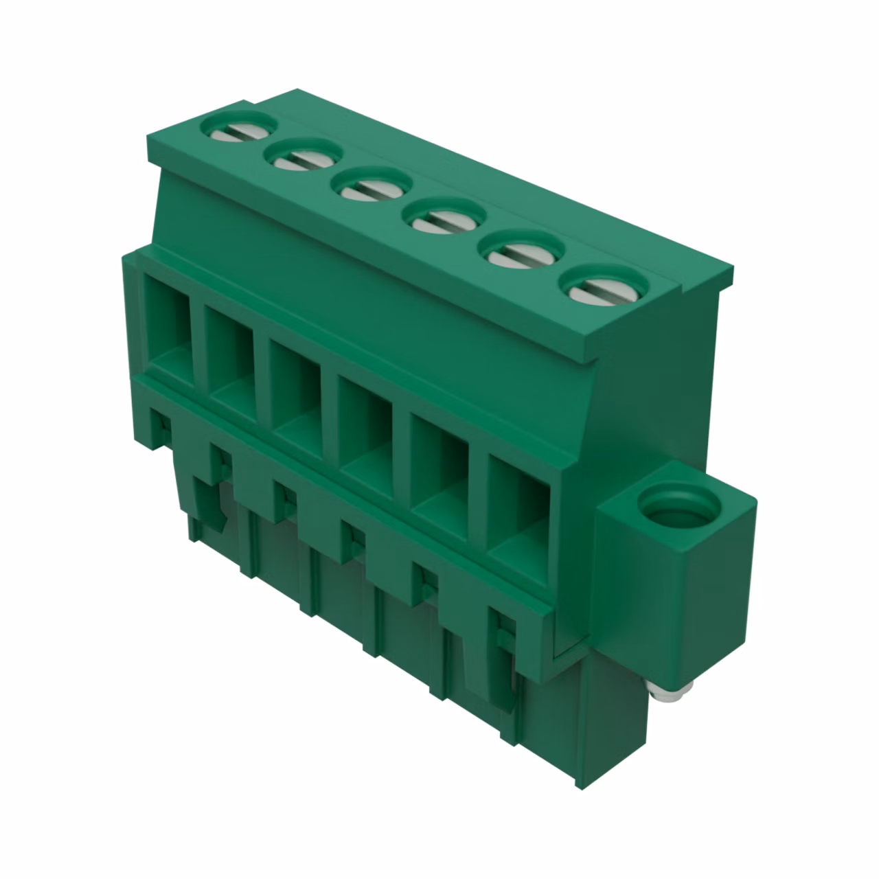 5.00mm Pitch Eurostyle Vertical Plug, with Retention Screws and Reverse Imprinting, Front Wire Entry, Green Housing, 6 Circuits for sale