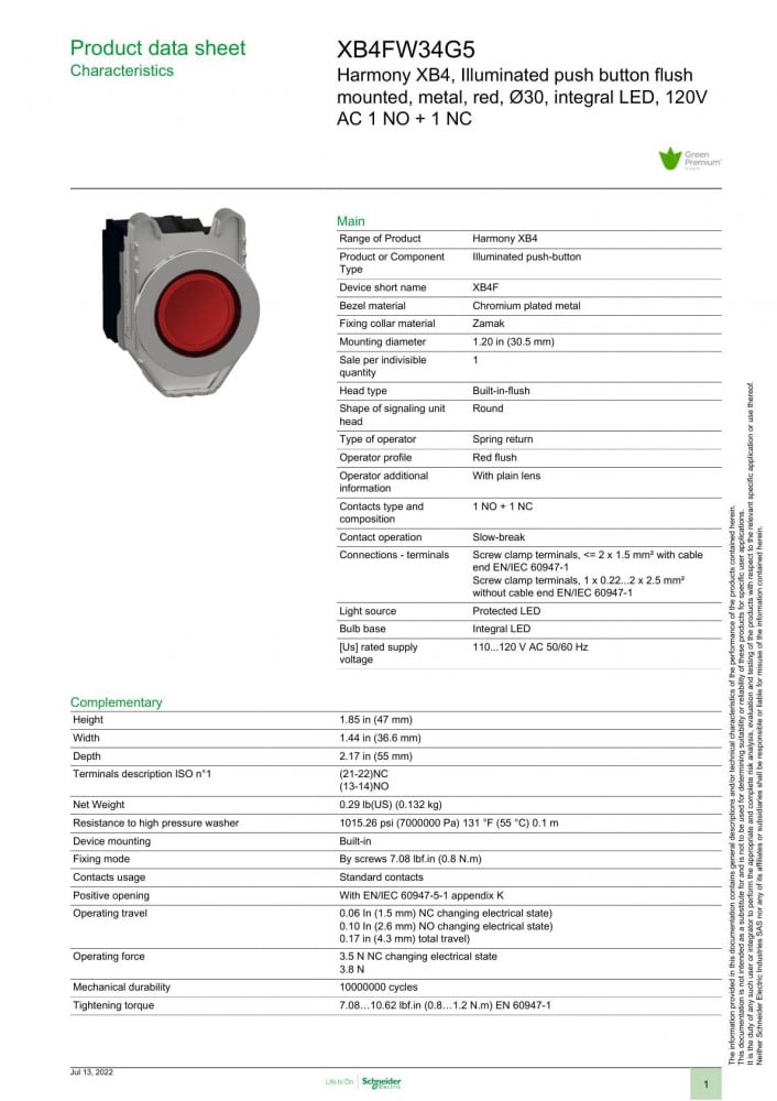 XB4FW34G5 technical document page 1