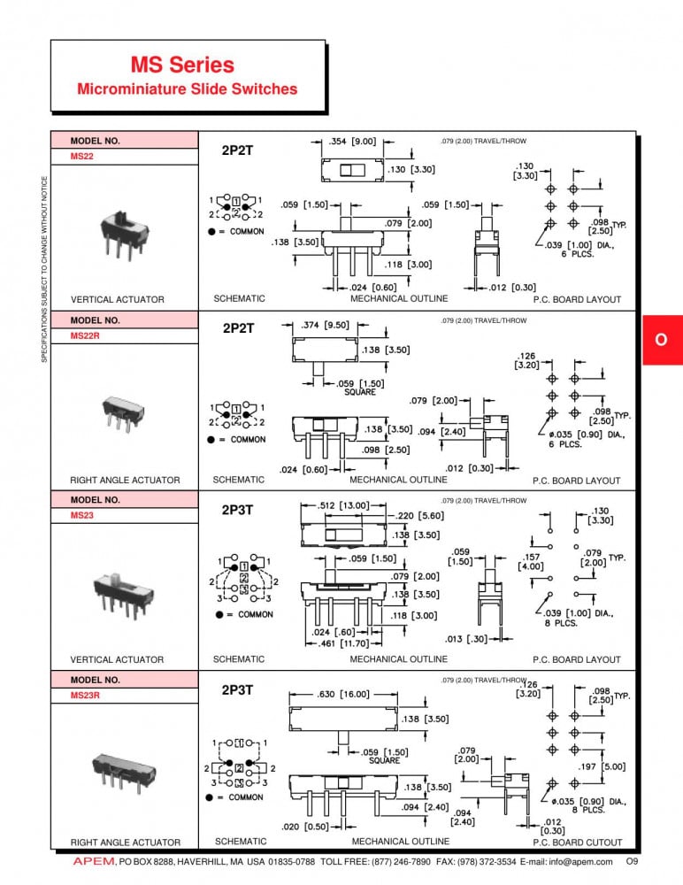 APEM MS13 datasheet page 2