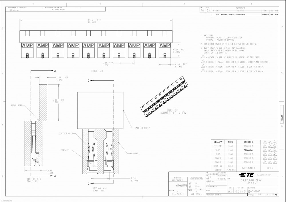 TE Connectivity 390088-2 technical drawing preview