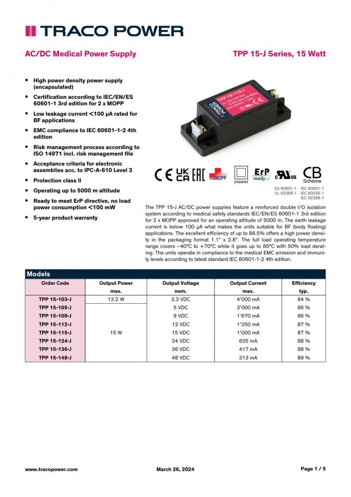 TPP 15-J technical document, page 1