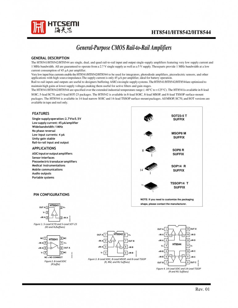 HT8542ARZ datasheet page 1