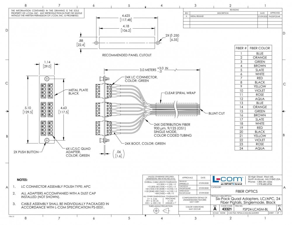 L-com FSP24-LCASM-BL-3 technical drawing