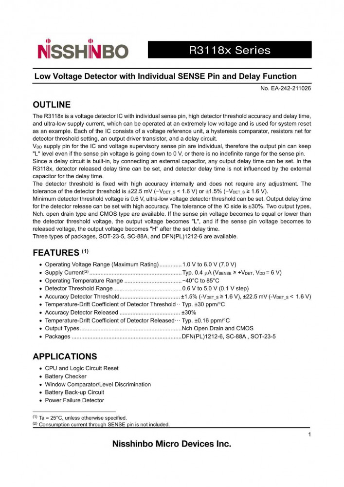 R3118 datasheet page 1