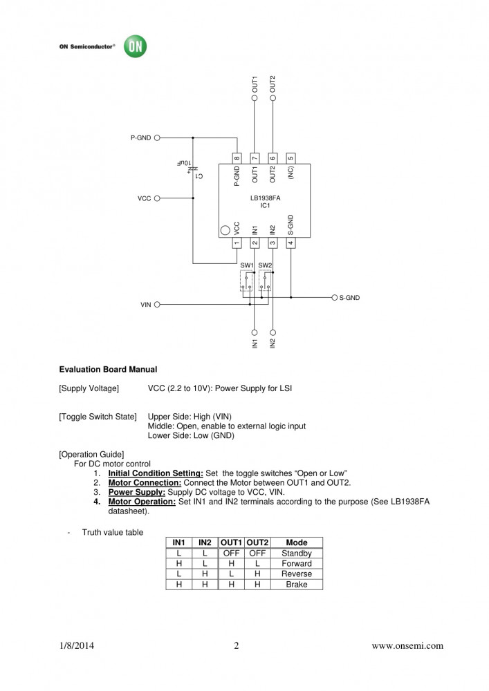 LB1938FAGEVB evaluation board manual page