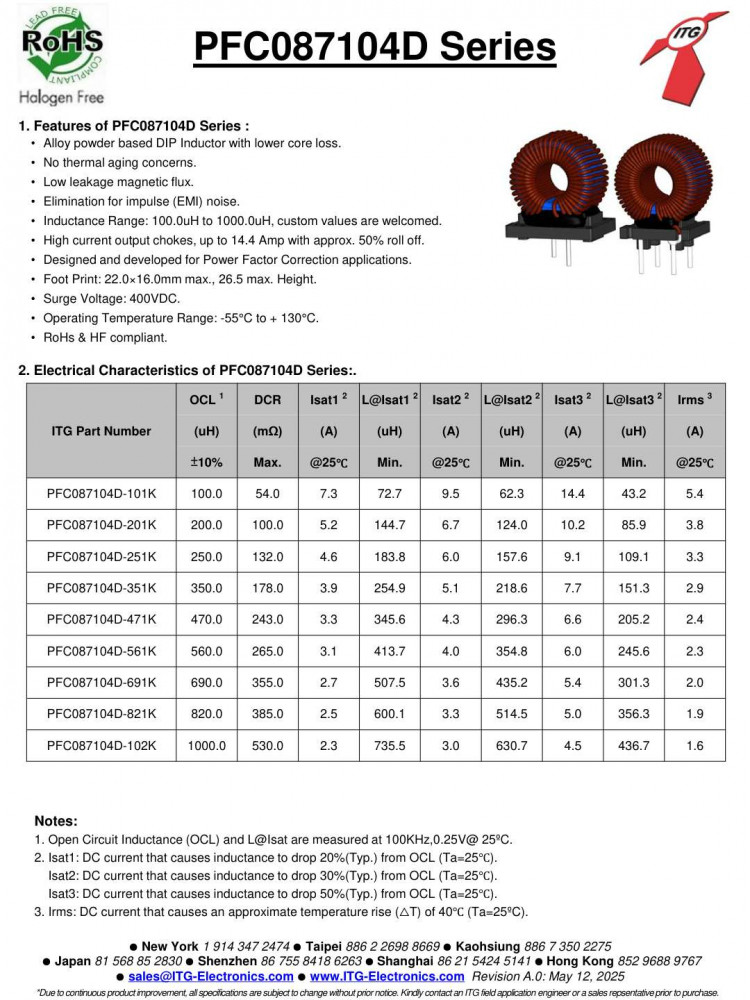 PFC087104D technical document page 1
