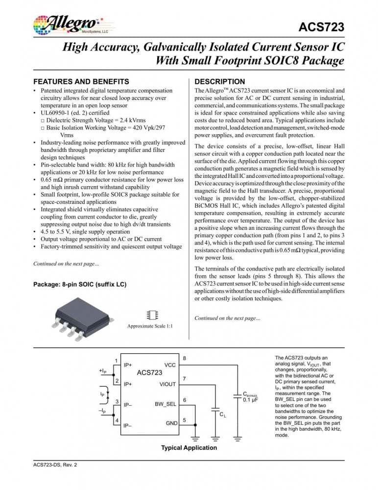 ACS723 datasheet page 1
