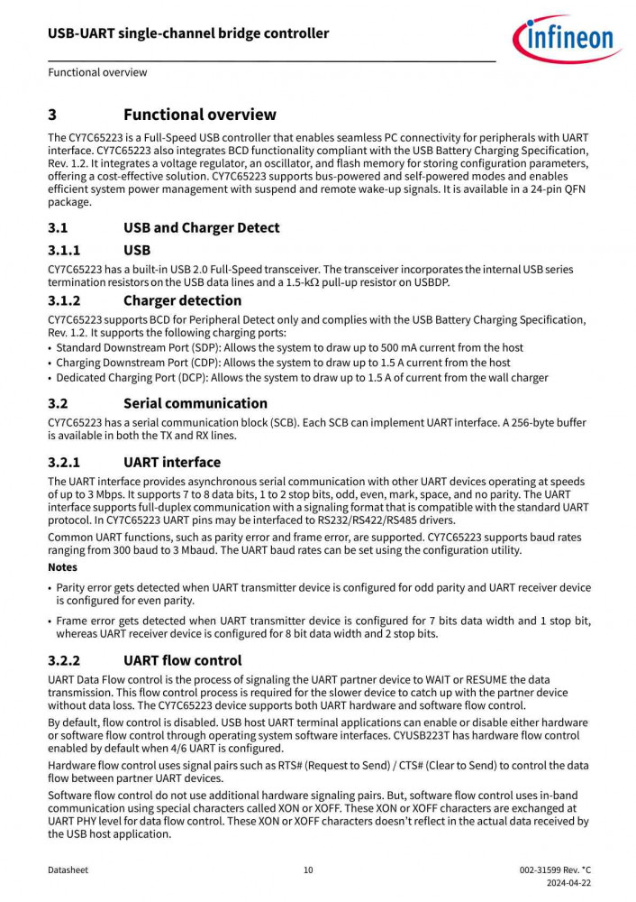CY7C65223 technical document page 10