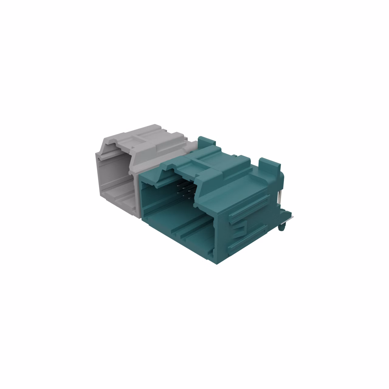 Stac64 2 Bay Right-Angle Headers, 32 Circuits, Bay A 12 Circuit Signal Header, Polarization B, Gray; Bay B 20 Circuit Signal Header, Polarization D, Green; Tray for sale