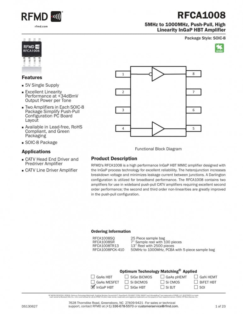 RFCA1008 technical document page 1