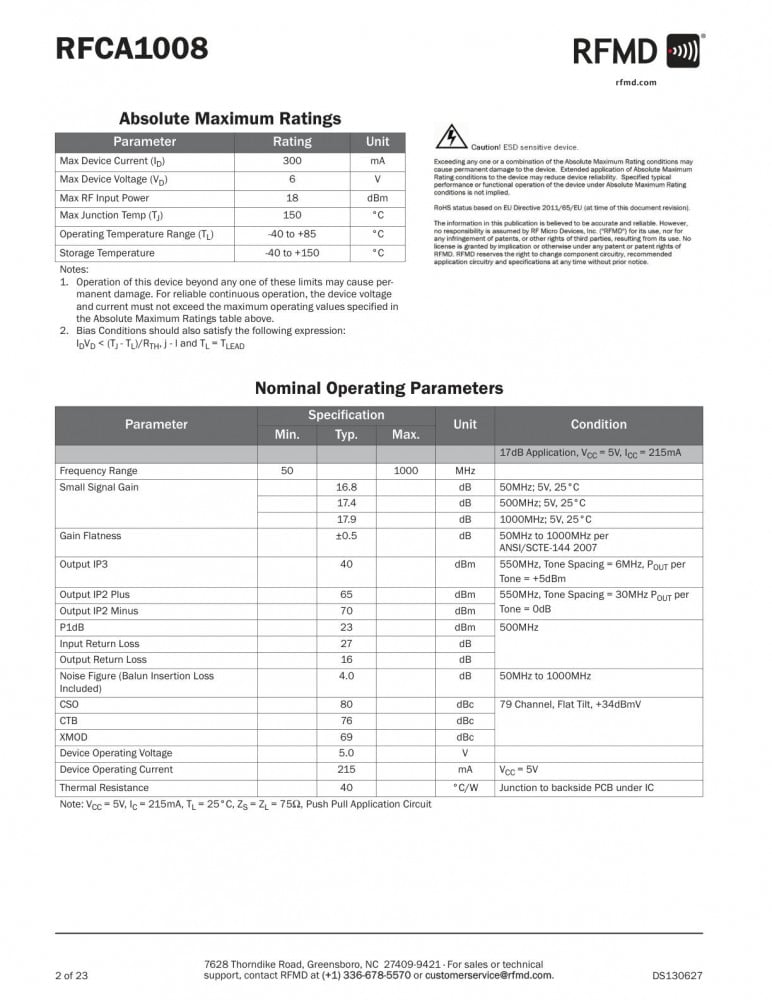 RFCA1008 technical document page 2