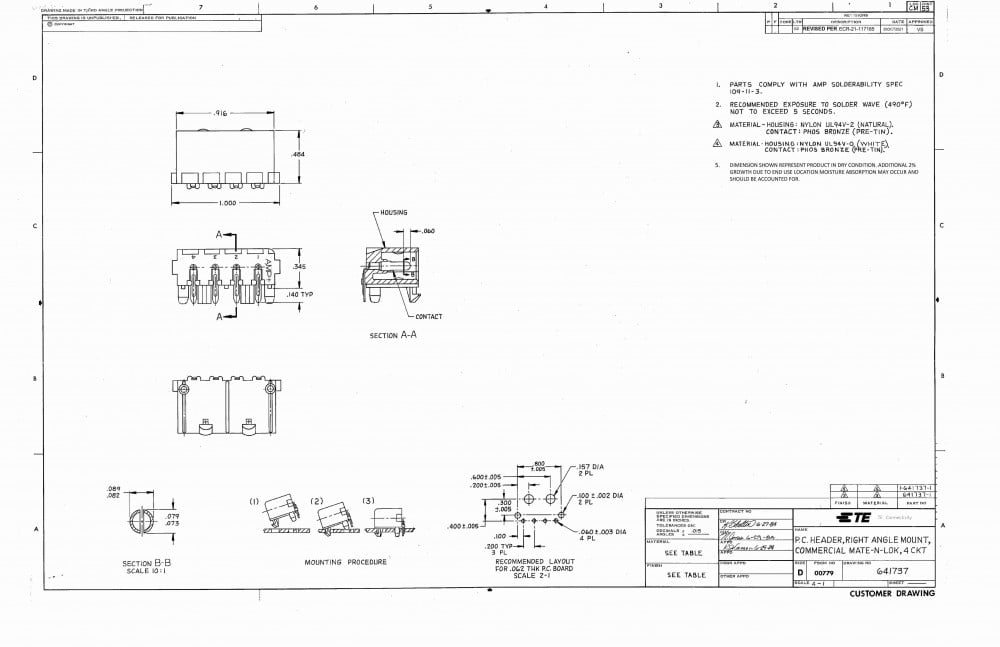 TE Connectivity 641737-1 technical document preview