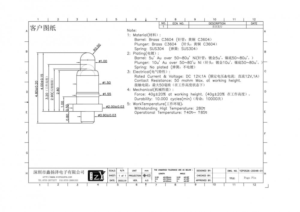 YZP0526-20048-01 specification page 3