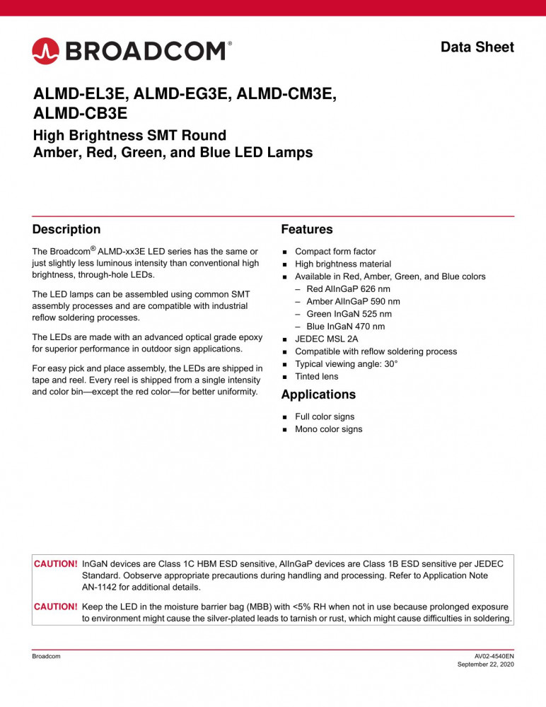 Broadcom ALMD series datasheet page 1