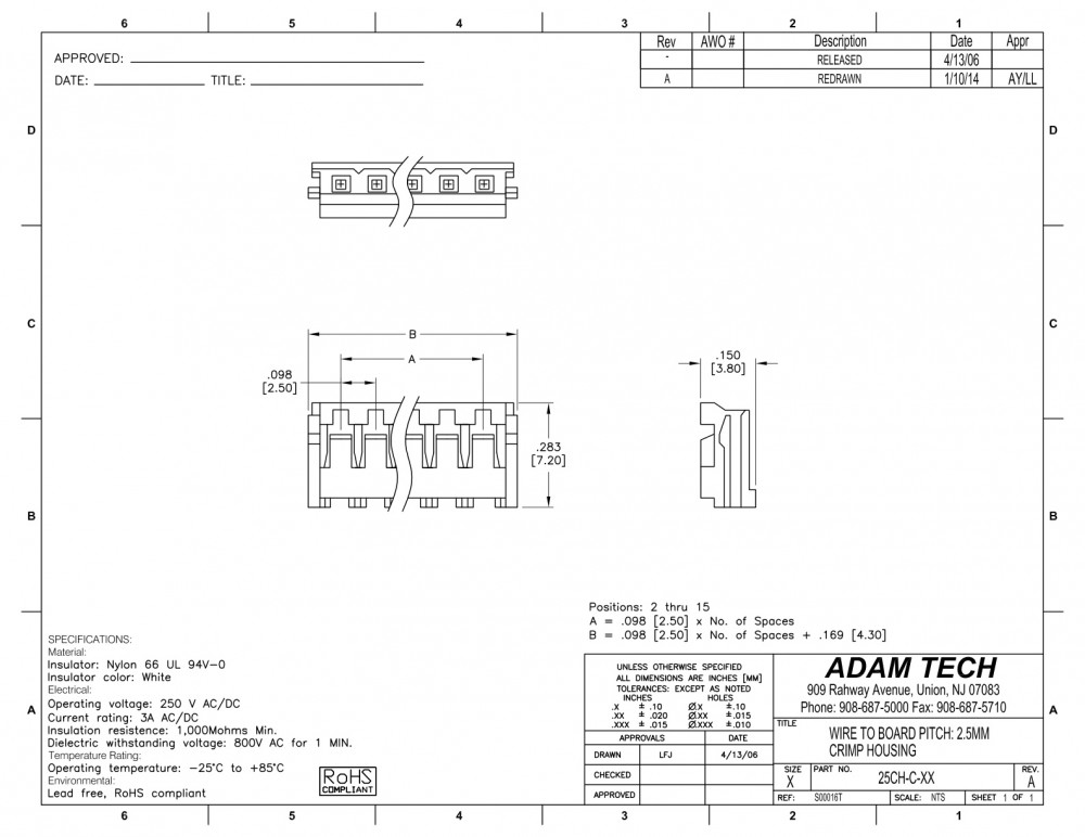 ADAM TECH 25CH-C-10 technical drawing preview