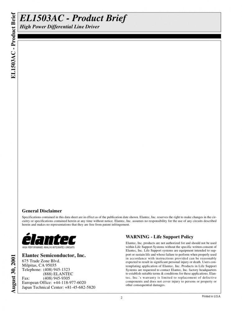 EL1503AC datasheet page 2