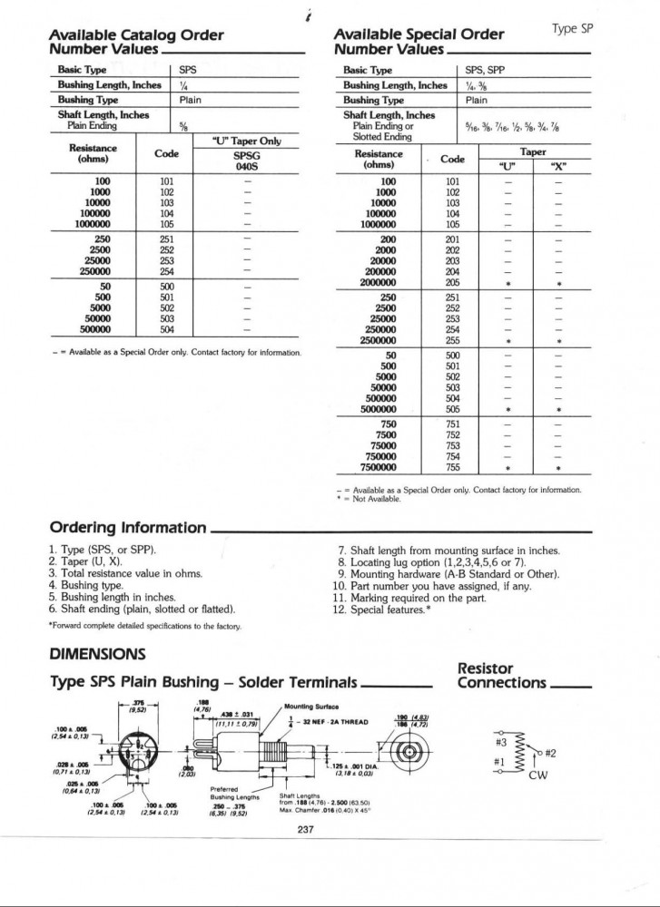 Honeywell Type SP potentiometer documentation page 5