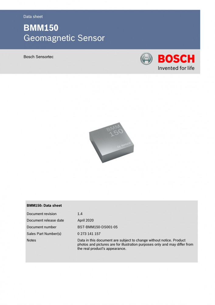BMM150 datasheet preview, page 1